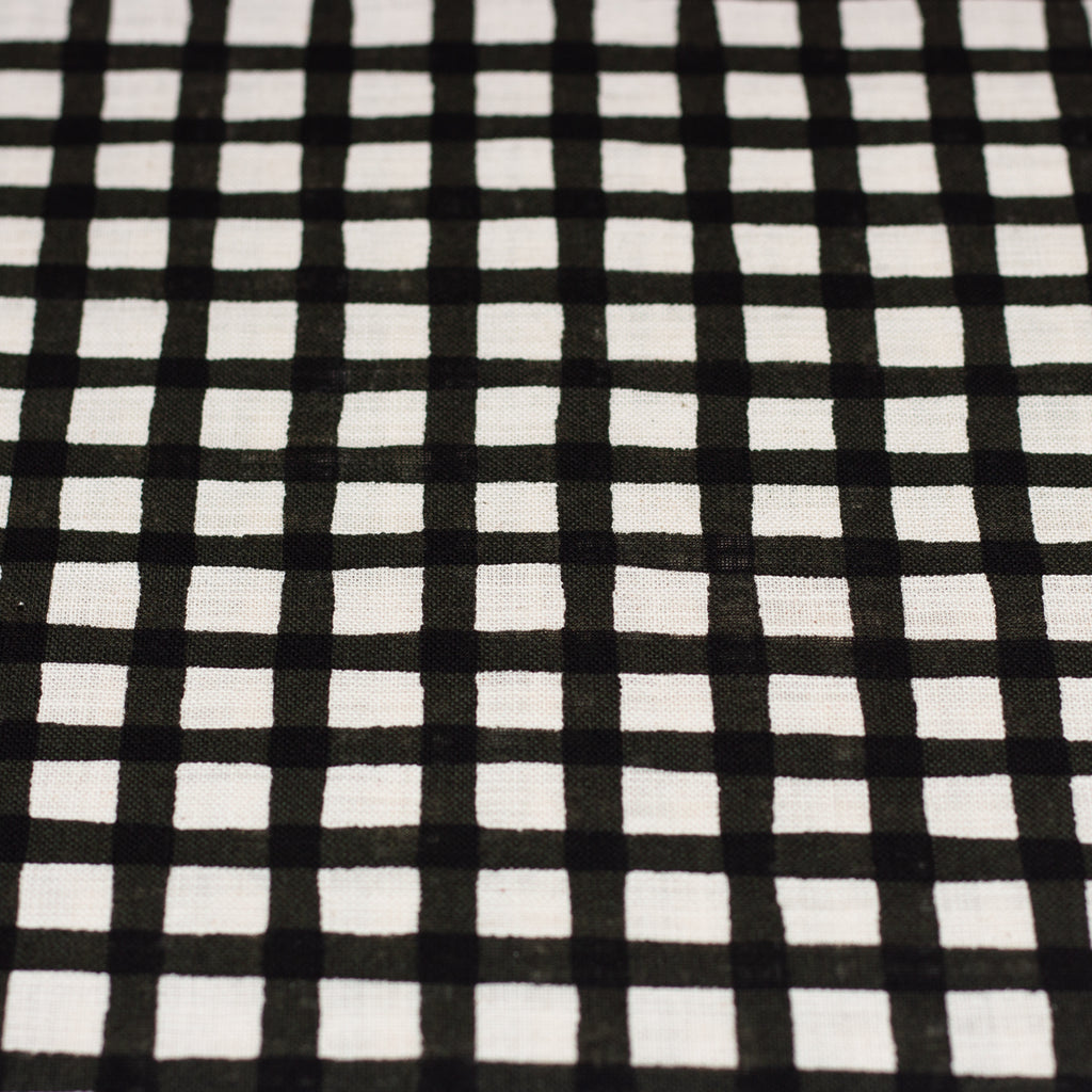Linen Look Cotton Print - Black Check – Ray Stitch