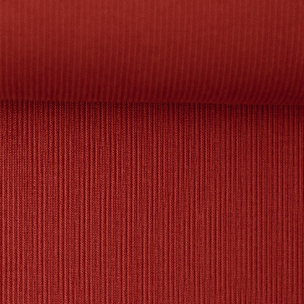 Cotton Sweatshirt Ribbed Cuffing - Red | Jersey Fabric | Ray Stitch