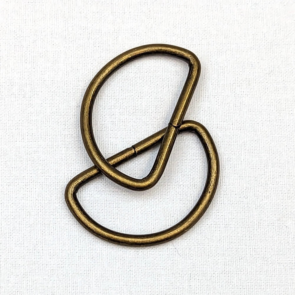 Pair of D-Rings - Antique Brass | Haberdashery | Ray Stitch