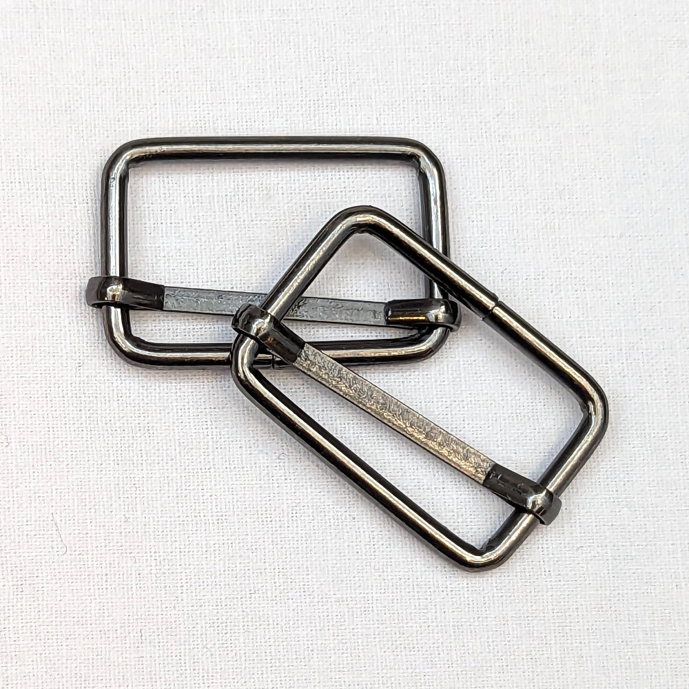 Metal Strap Adjusters - 32mm Gunmetal Grey | Haberdashery | Ray Stitch